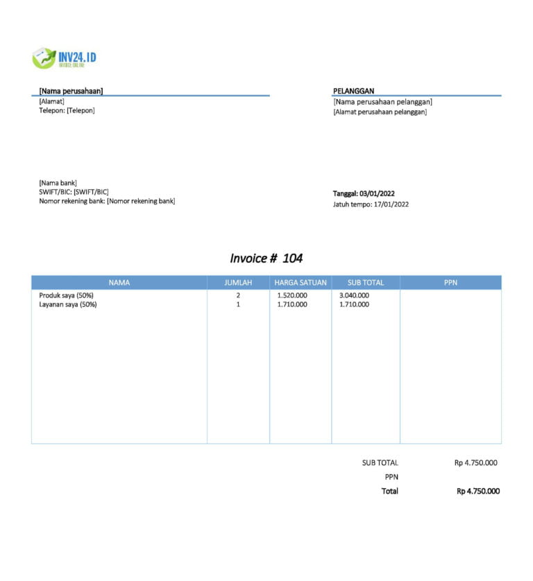 13 Contoh Invoice Tagihan Pembayaran & Penjualan Untuk Bisnis
