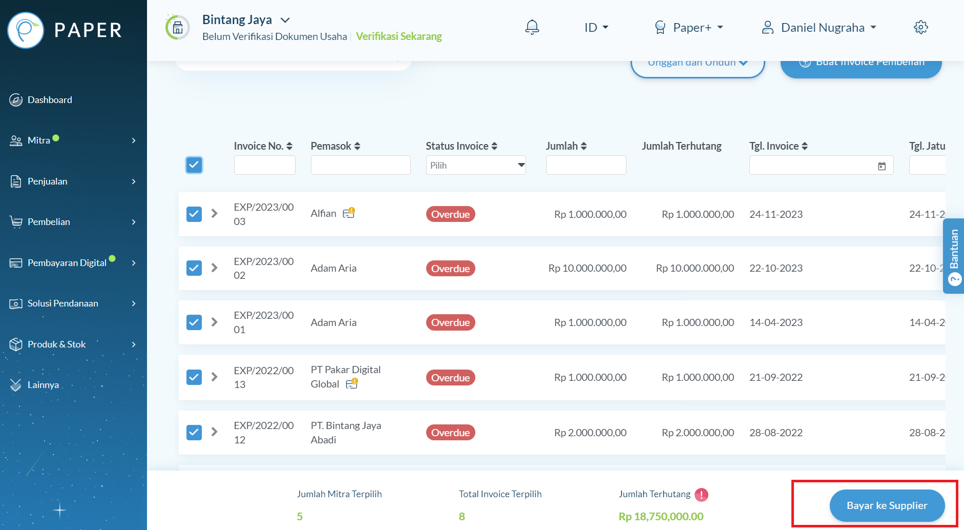 Cara Bayar Banyak Invoice Sekaligus, Cuma 1x Klik!
